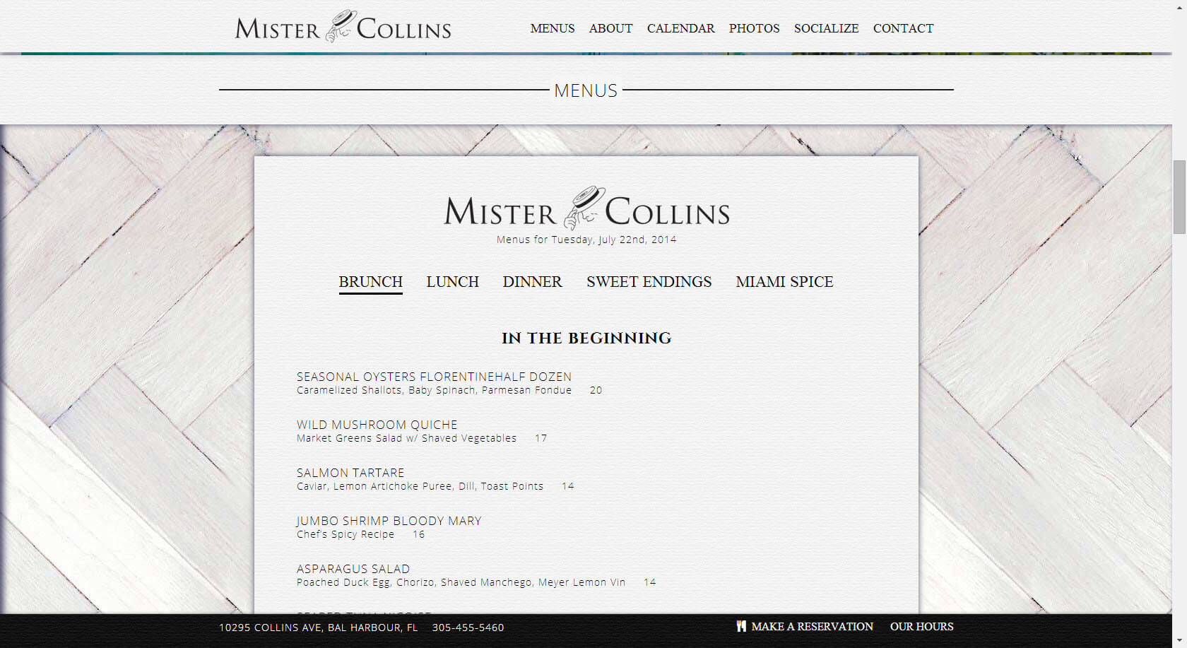 Mister Collins - A Decidedly Delicious Restaurant Web Redesign | WEBDINER